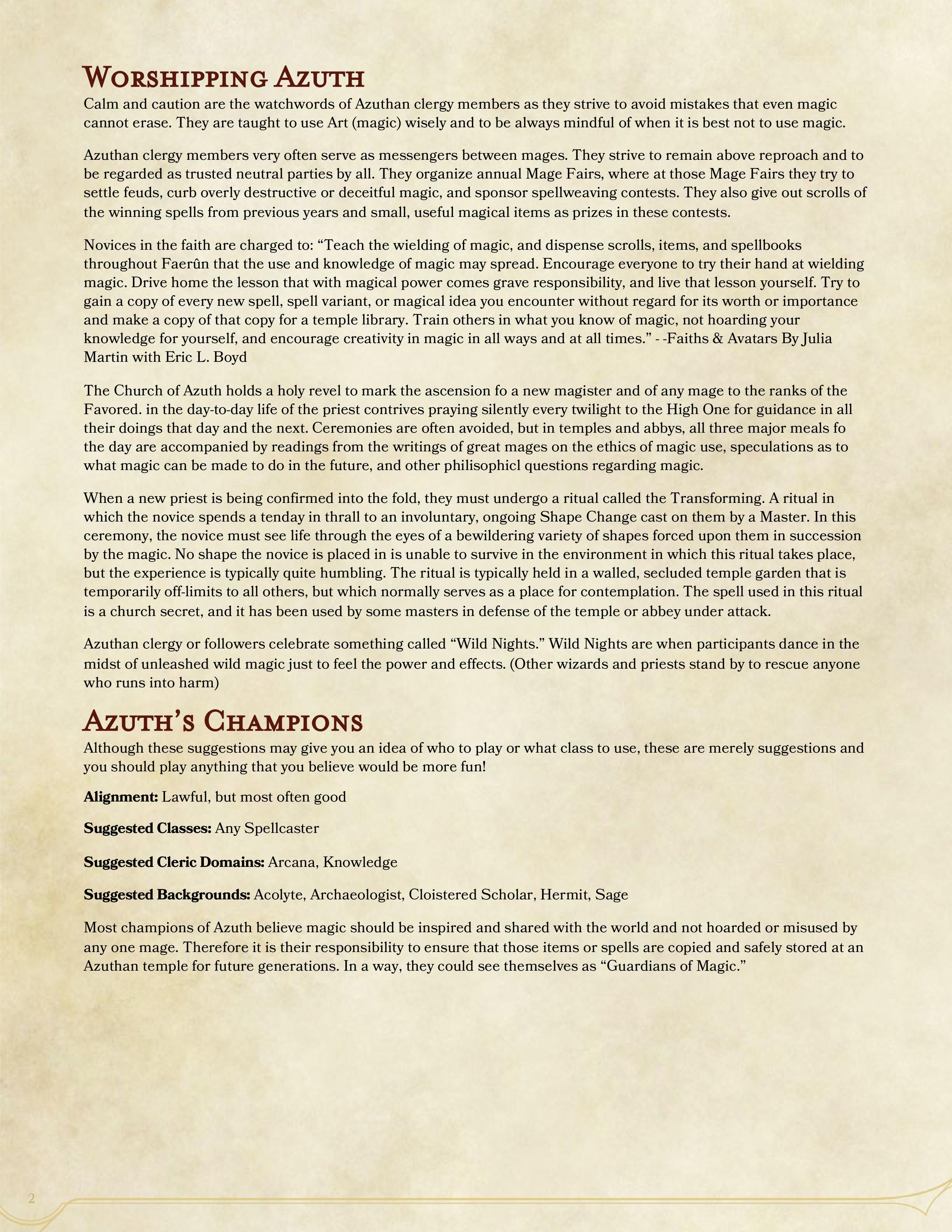 Making Piety Matter- Azuth, the Patron of Wizards – Mighty Flail