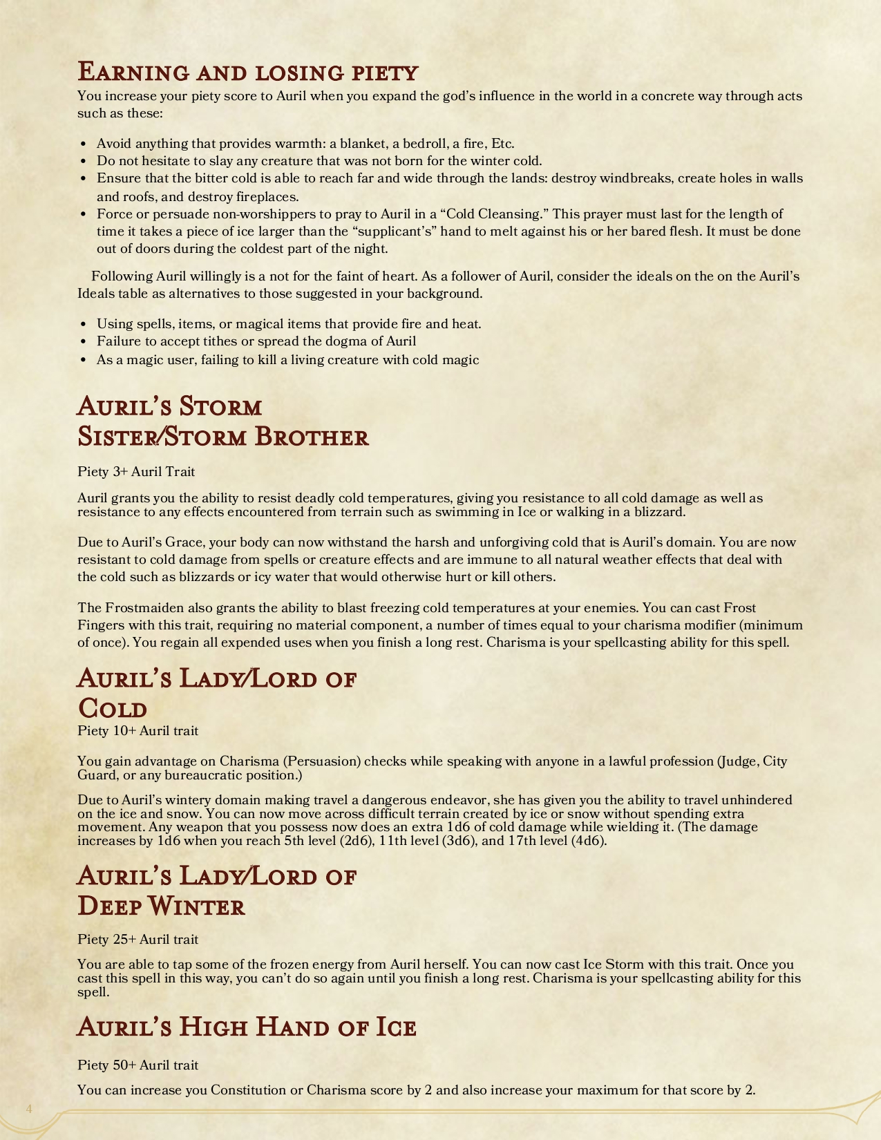 Making Piety Matter – Auril, The Frostmaiden – Mighty Flail