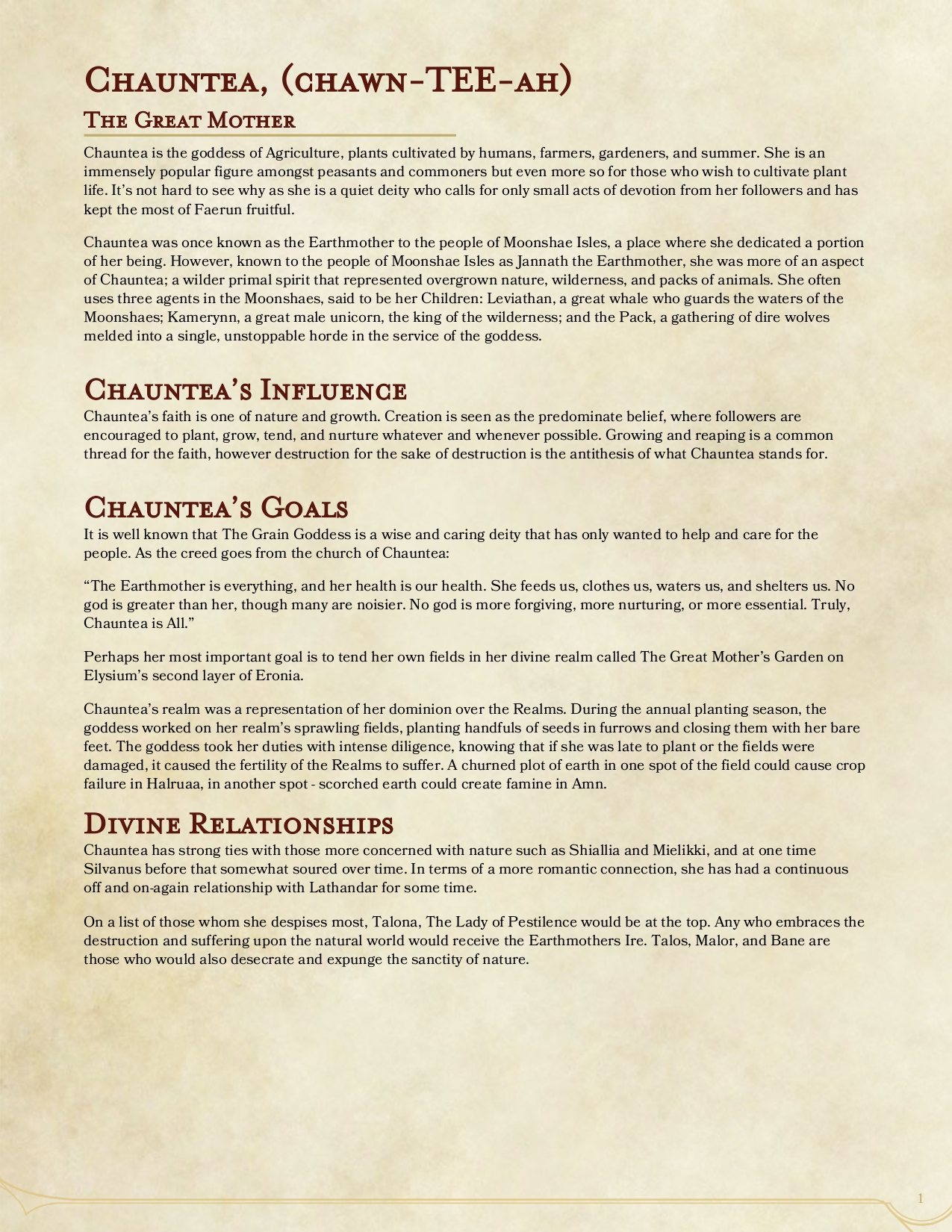 Making Piety Matter – Chauntea, The Earthmother – Mighty Flail