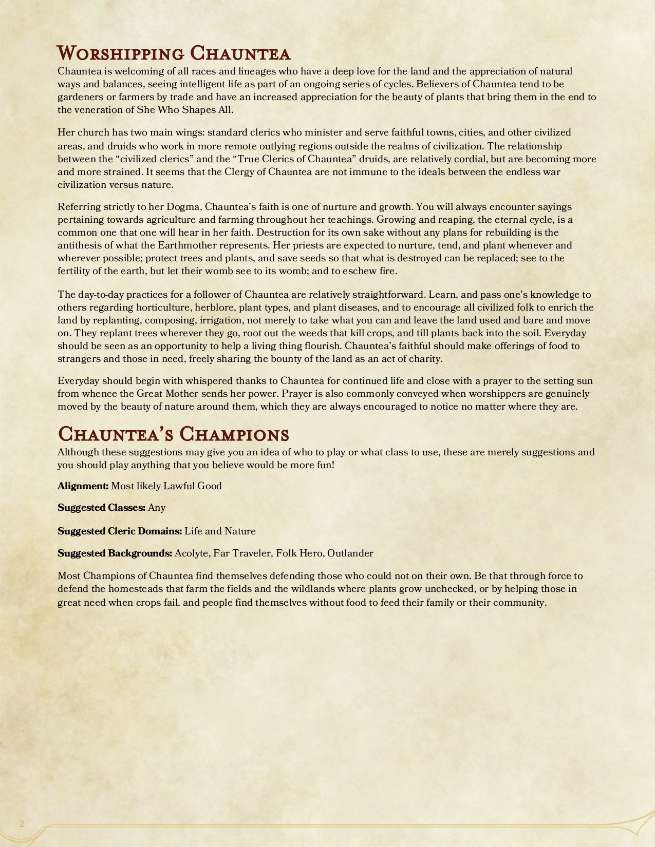 Making Piety Matter – Chauntea, The Earthmother – Mighty Flail