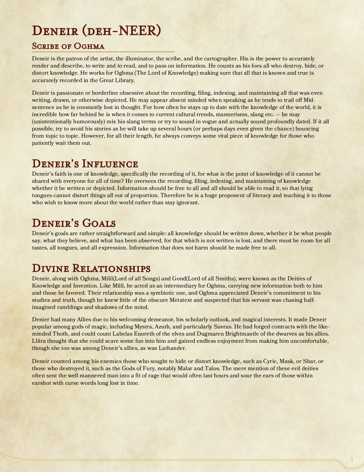 Making Piety Matter – Deneir, The Scribe of Oghma – Mighty Flail